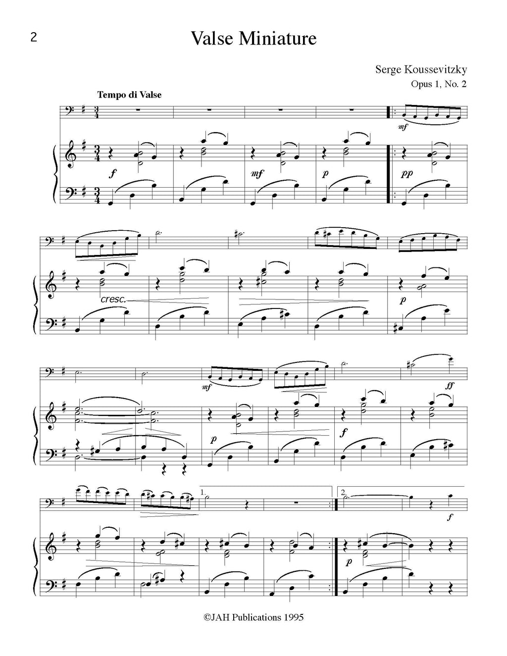 Koussevitzky - Valse Miniature Sheet Music – Douglas Mapp Music