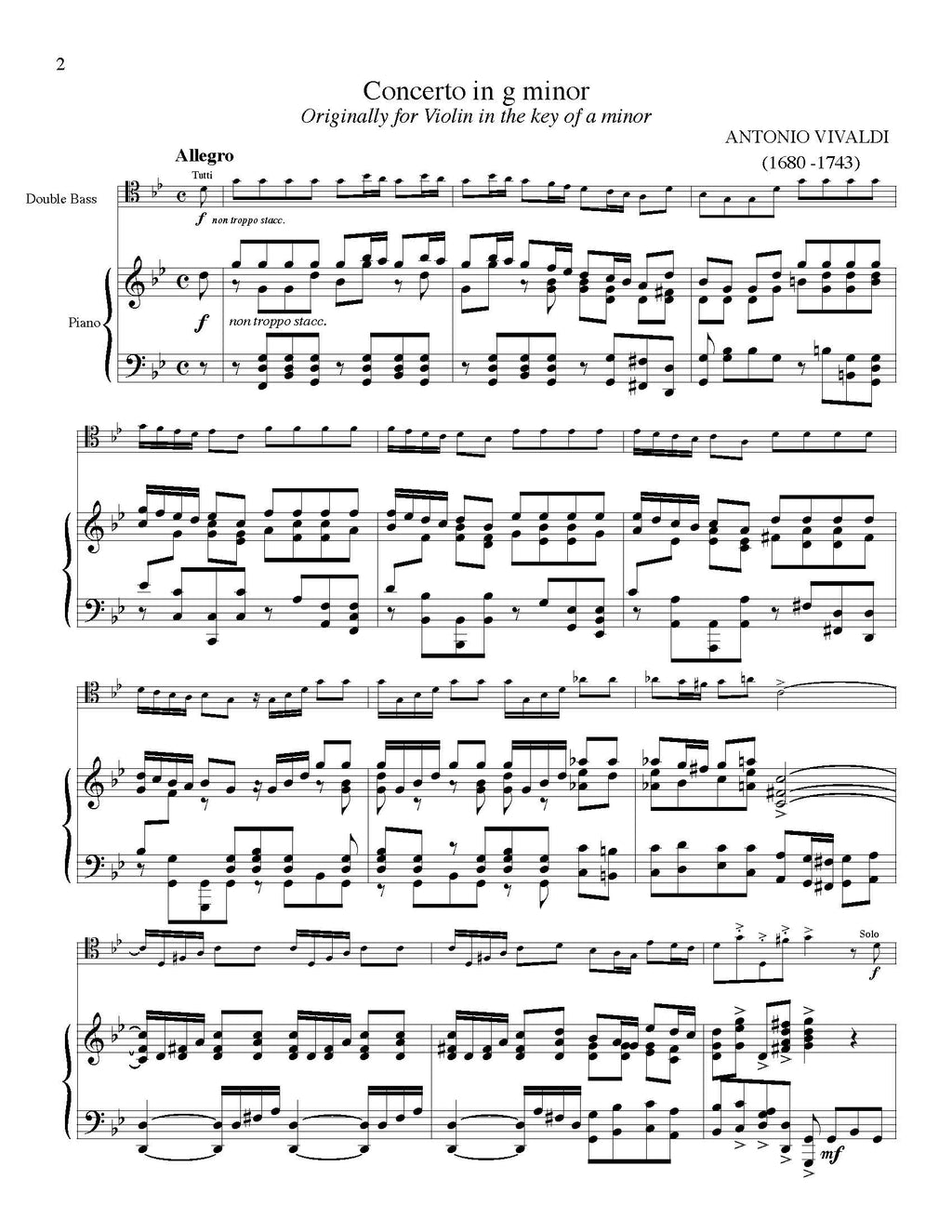 Vivaldi Violin Concerto in a minor Transcription – Douglas Mapp Music